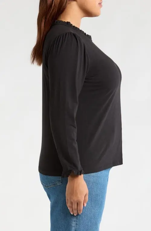 Caslon Ruffle Detail Knit Top - Black
