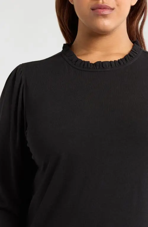 Caslon Ruffle Detail Knit Top - Black