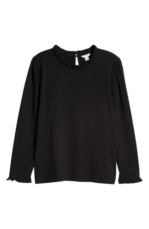 Caslon Ruffle Detail Knit Top - Black