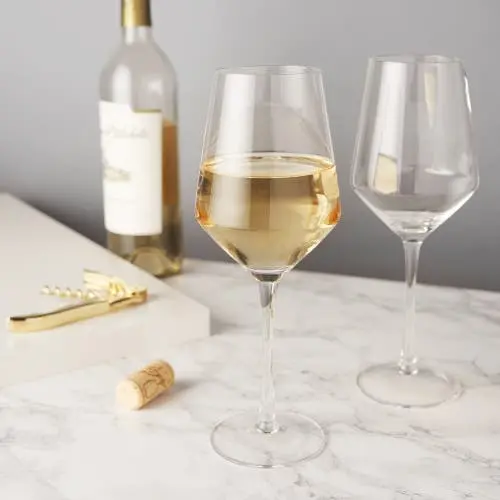 VISKI Raye Crystal Angled Chardonnay Glasses Set Of 2