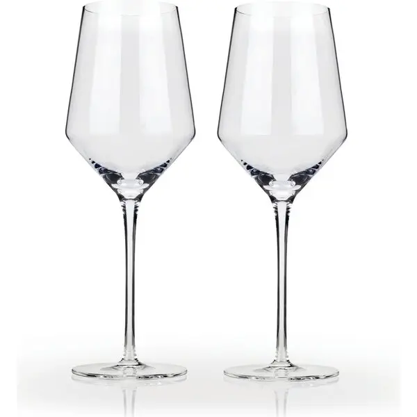 VISKI Raye Crystal Angled Chardonnay Glasses Set Of 2 - Clear