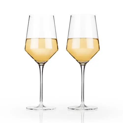 VISKI Raye Crystal Angled Chardonnay Glasses Set Of 2