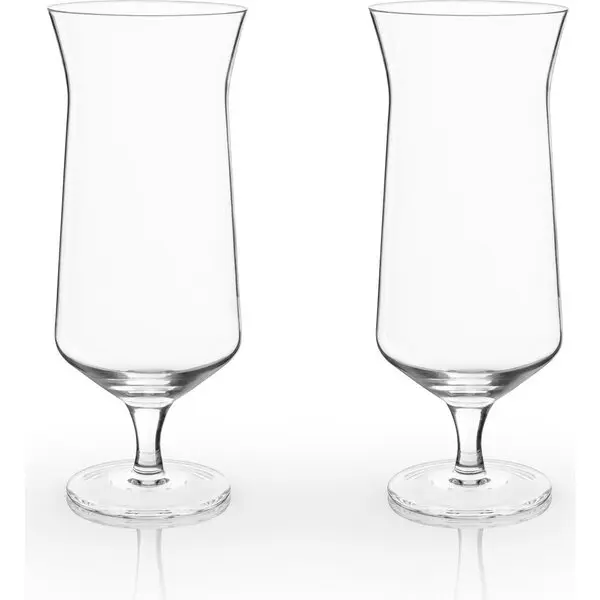 VISKI Raye Crystal Angled Hurricane Glasses Set Of 2