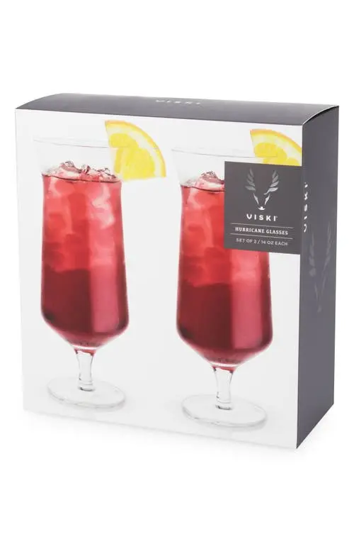 VISKI Raye Crystal Angled Hurricane Glasses Set Of 2