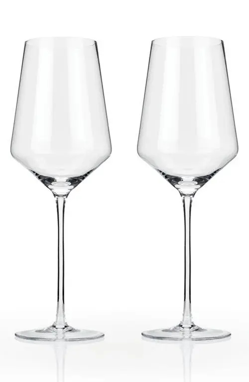 VISKI Raye Crystal Angled Bordeaux Glasses Set Of 2 - Clear