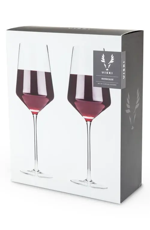 VISKI Raye Crystal Angled Bordeaux Glasses Set Of 2