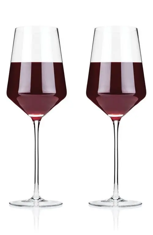 VISKI Raye Crystal Angled Bordeaux Glasses Set Of 2