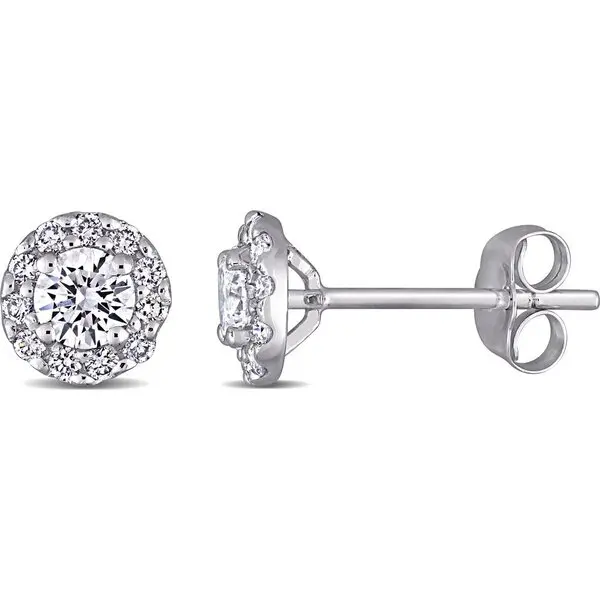 JULIANNA B. 14k Lab-grown Diamond Halo Stud Earrings - White Gold