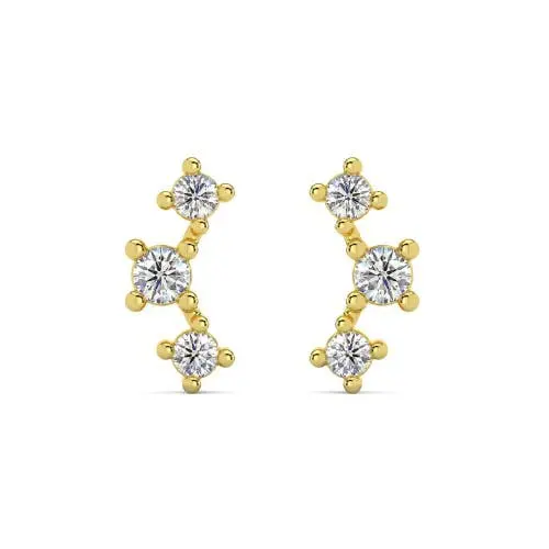 BLISS DIAMOND 1/5ct Tw 3-stone Lab Grown Diamond 14k Gold Crawler Stud Earrings - 14k Yellow Gold