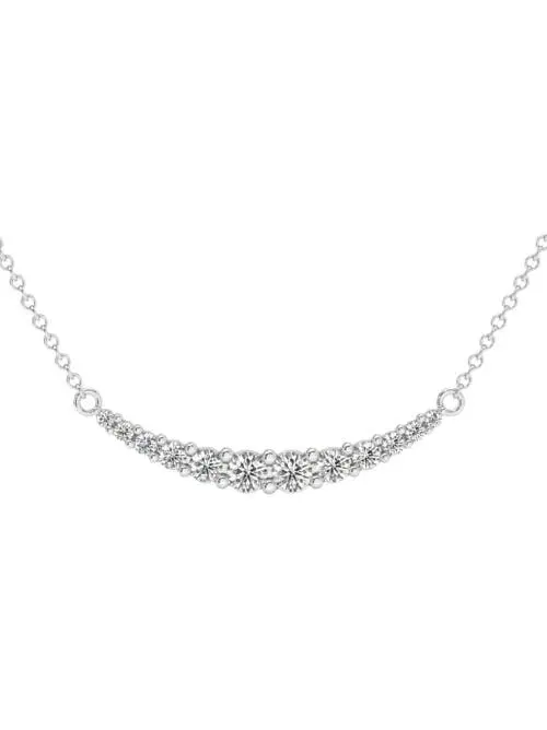 BLISS DIAMOND 1/2ct Tw Lab Grown Diamond Graduated Bar Pendant Necklace In 14k Gold 28mm - 14k White Gold