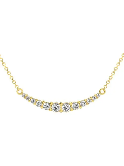 BLISS DIAMOND 1/2ct Tw Lab Grown Diamond Graduated Bar Pendant Necklace In 14k Gold 28mm - 14k Yellow Gold