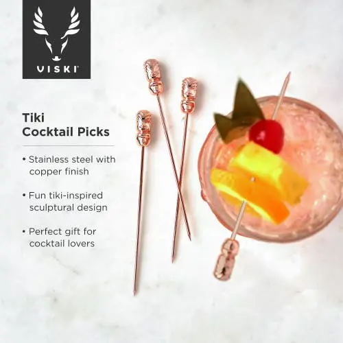 VISKI Pacific Tiki Cocktail Picks Set Of 4