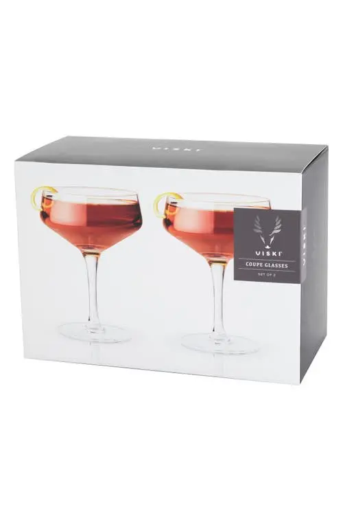 VISKI Raye Crystal Angled Coupe Glasses Set Of 2