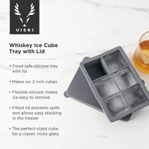 VISKI Glacier Whiskey Ice Cube Tray With Lid
