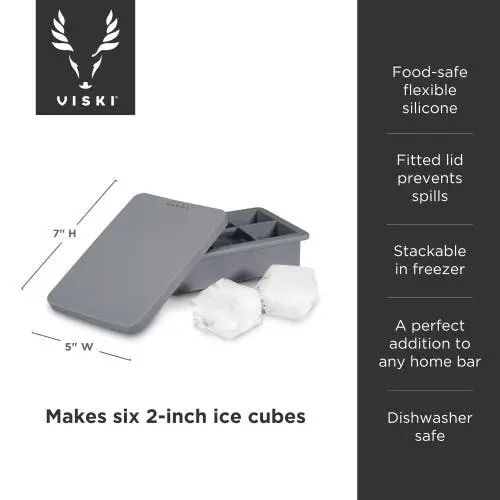 VISKI Glacier Whiskey Ice Cube Tray With Lid