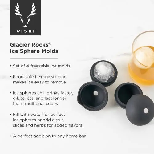 VISKI Glacier Rocks Ice Sphere Molds Set Of 4