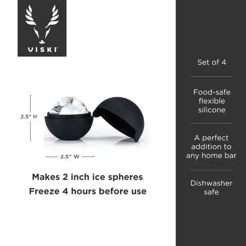 VISKI Glacier Rocks Ice Sphere Molds Set Of 4