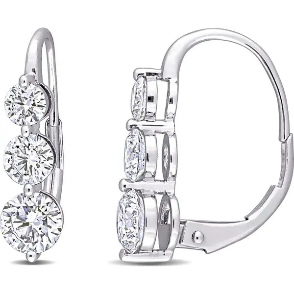 JULIANNA B. Lab-grown Diamond Three-stone Earrings 14k - White Gold