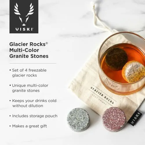 VISKI Glacier Rocks Multi-color Granite Stones Set Of 4