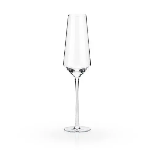 VISKI Raye Crystal Angled Champagne Flutes Set Of 2 - Clear
