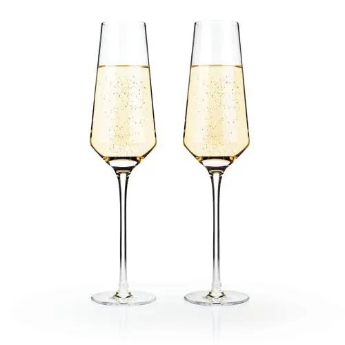 VISKI Raye Crystal Angled Champagne Flutes Set Of 2