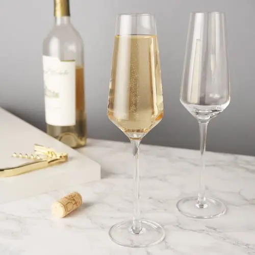 VISKI Raye Crystal Angled Champagne Flutes Set Of 2