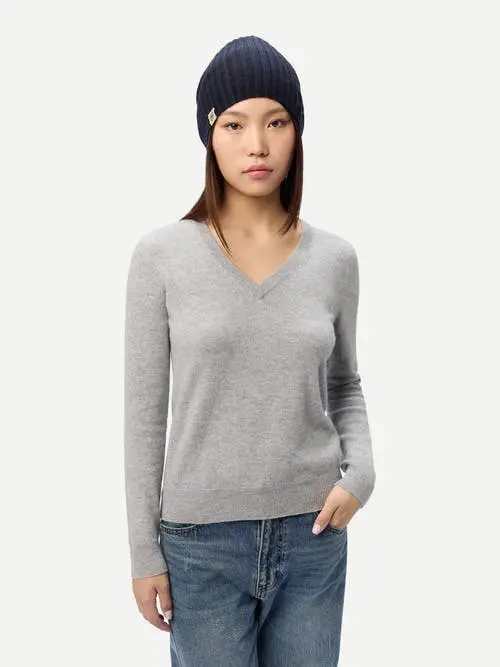 GOBI MONGOLIAN CASHMERE Rib Knit Beanie - Navy Blazer
