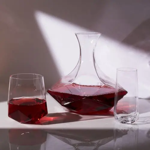 VISKI Seneca Crystal Faceted Wine Decanter