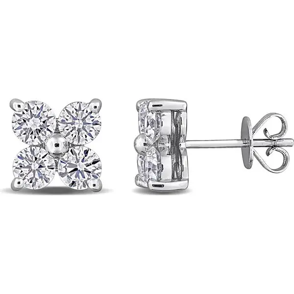 JULIANNA B. Lab-grown Diamond Floral Stud Earrings - White Gold