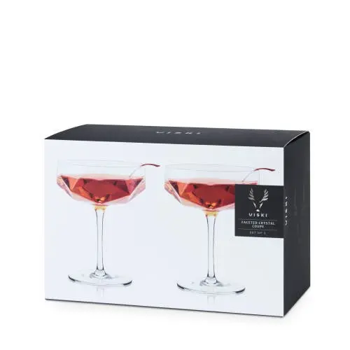 VISKI Seneca Crystal Faceted Coupes Set Of 2