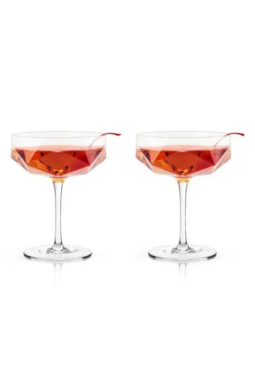 VISKI Seneca Crystal Faceted Coupes Set Of 2