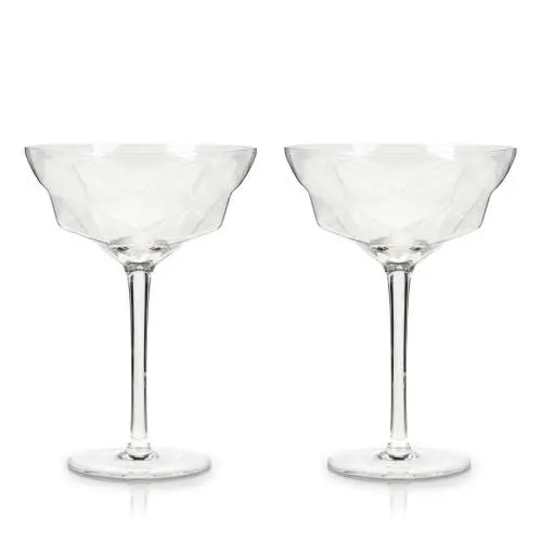 VISKI Seneca Crystal Faceted Martini Glasses Set Of 2 - Clear