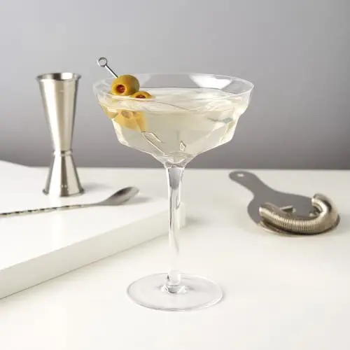 VISKI Seneca Crystal Faceted Martini Glasses Set Of 2