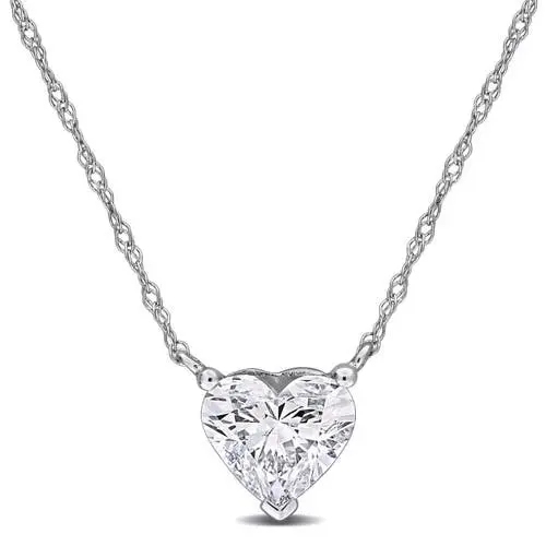 JULIANNA B. 14k Lab-grown Diamond Heart Solitaire Necklace - White Gold
