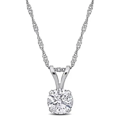 JULIANNA B. 14k Lab-grown Diamond Solitaire Pendant Necklace - White Gold