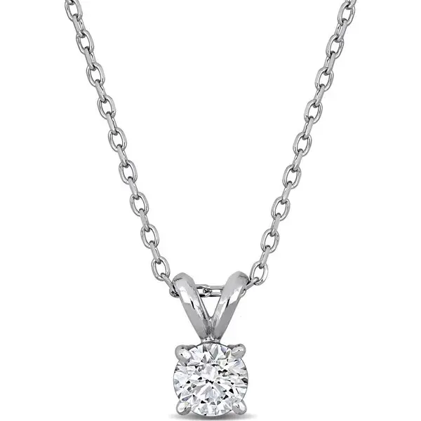JULIANNA B. 1/2 Ctw Lab-grown Diamond Solitaire Platinum Necklace - White Gold
