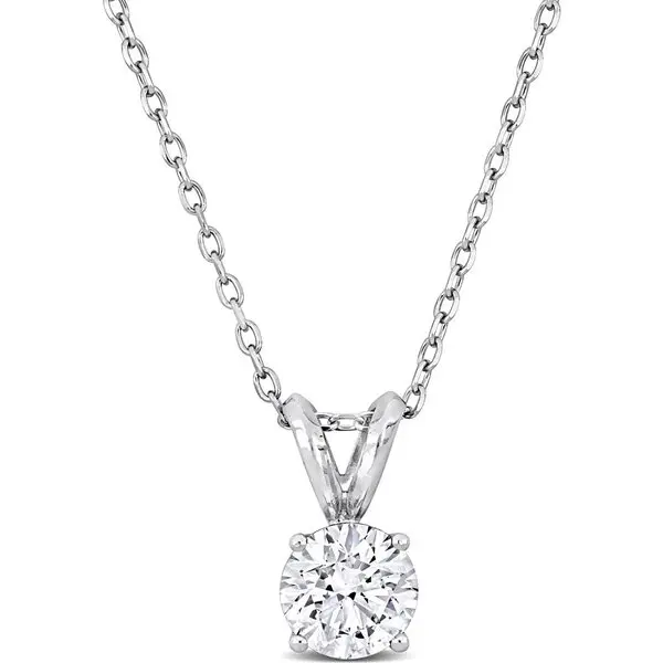 JULIANNA B. 1 Ctw Lab-grown Diamond Solitaire Platinum Necklace - White Gold