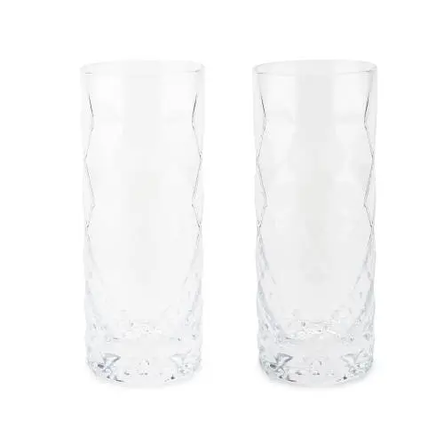 VISKI Gem Crystal Highball Glasses Set Of 2 - Clear