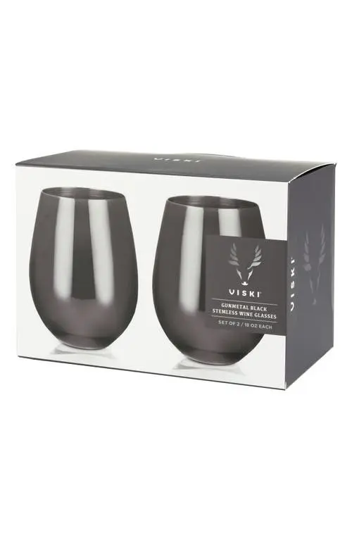 VISKI Stemless Wine Glasses Set Of 2