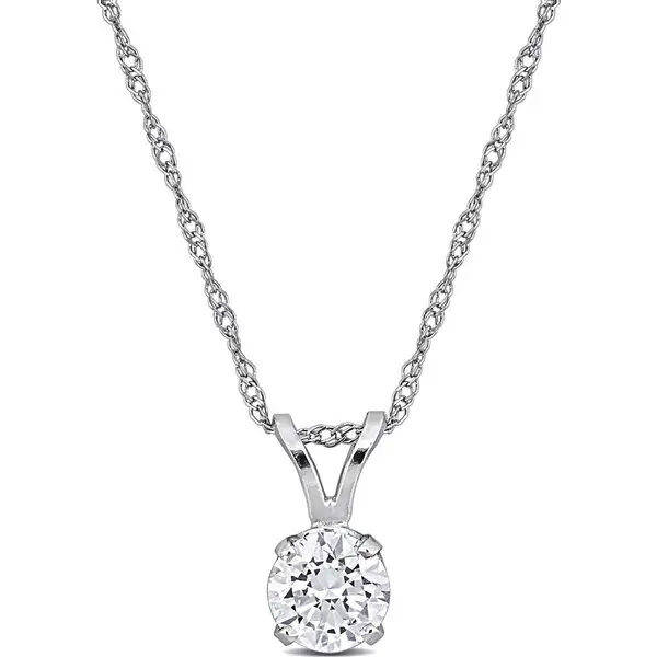 JULIANNA B. 14k Gold 1/2 Ctw Lab-grown Diamond Solitaire Pendant Necklace - White Gold