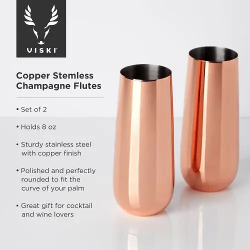 VISKI Summit Stemless Champagne Flutes Set Of 2
