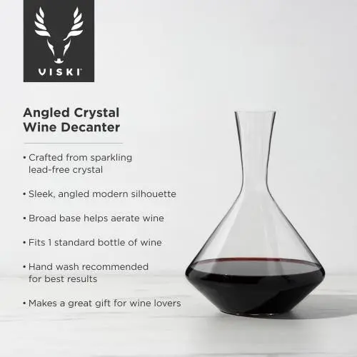 VISKI Raye Crystal Angled Wine Decanter
