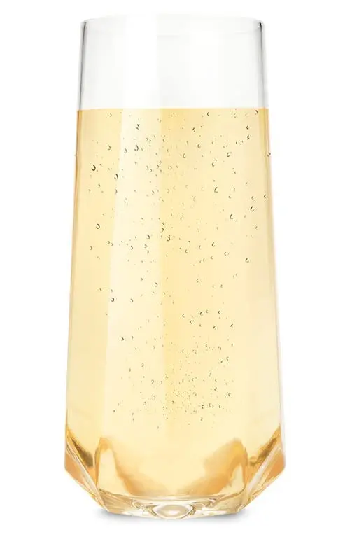 VISKI Seneca Crystal Faceted Stemless Champagne Flutes Set Of 2 - White