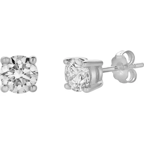 LUVMYJEWELRY Silla 14k Gold Diamond Stud Earrings - 14k White Gold