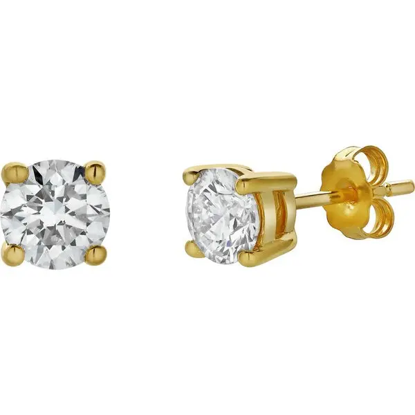 LUVMYJEWELRY Silla 14k Gold Diamond Stud Earrings - 14k Yellow Gold