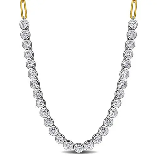 JULIANNA B. Lab-grown Diamond Tennis Necklace In 14k Two-tone Gold - White Gold