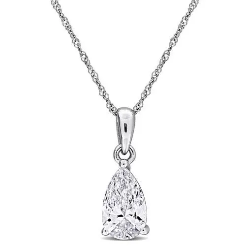JULIANNA B. Lab-grown Diamond Solitaire Pear Necklace - White Gold