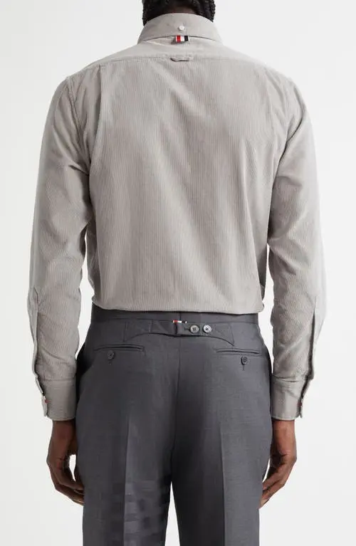 Thom Browne Straight Fit Cotton Corduroy Button-down Shirt