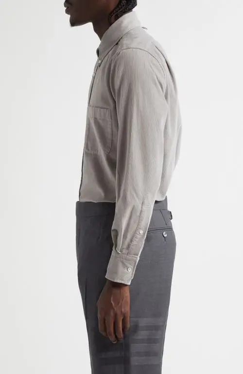 Thom Browne Straight Fit Cotton Corduroy Button-down Shirt