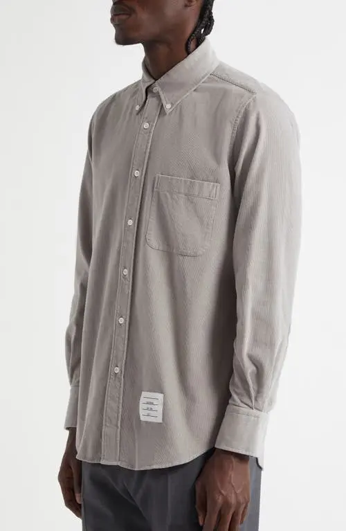 Thom Browne Straight Fit Cotton Corduroy Button-down Shirt